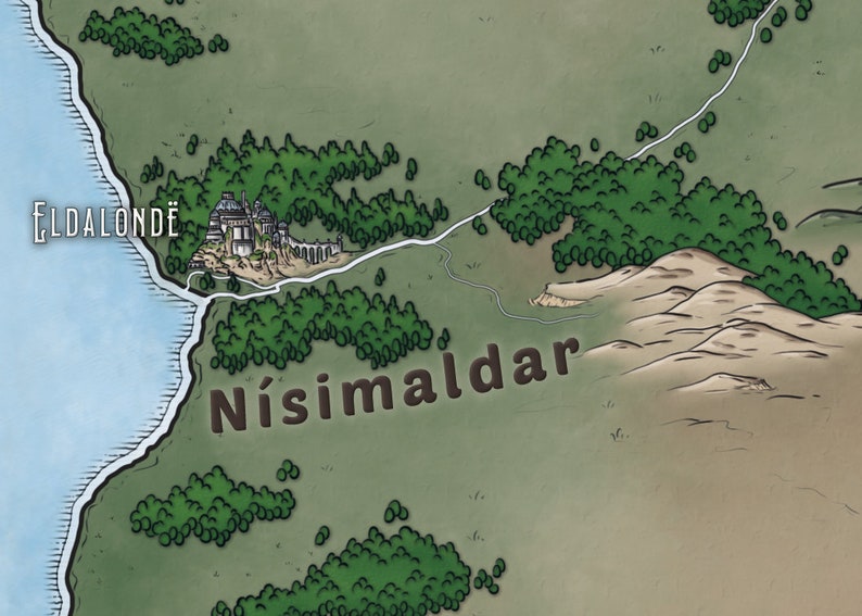 NÚMENOR Map From Tolkien's Works. Middle Earth. Epic High | Etsy