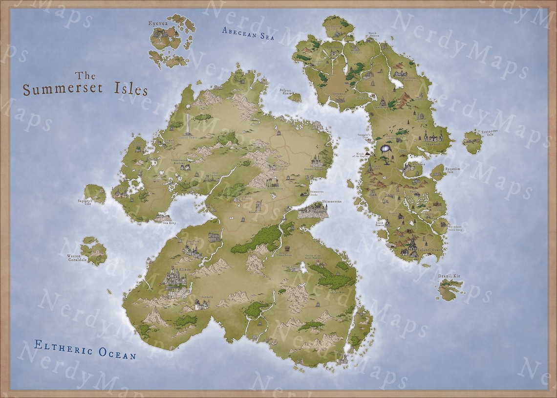 SUMMERSET ISLES original map from the Elder Scrolls games. ESO | Etsy