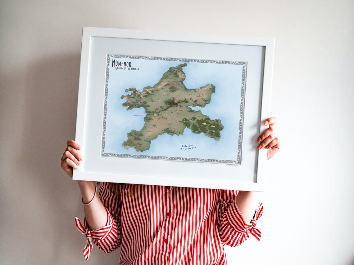 NÚMENOR Map From Tolkien's Works. Middle Earth. the Rings - Etsy