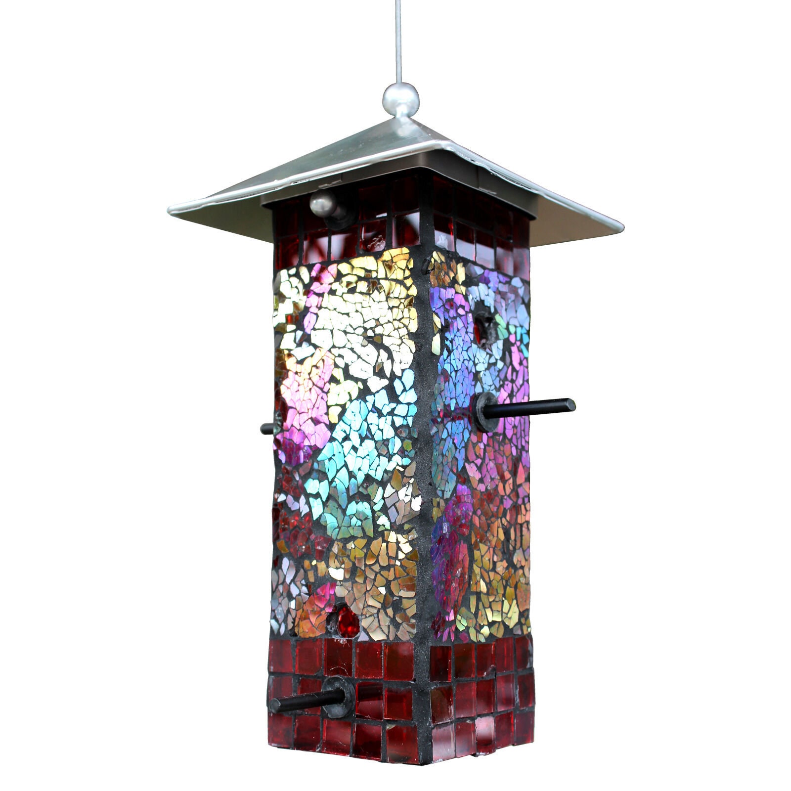 Stained Glass Mosaic Bird Feeder Rainbow Bird Feed Glass - Etsy