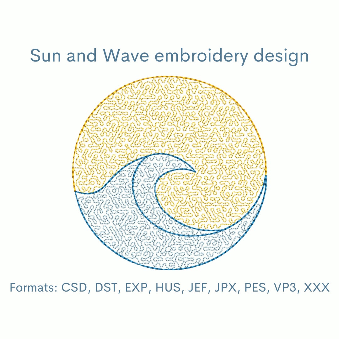 Wave and Sun Embroidery Design, 5 Sizes, Instant Download - Etsy