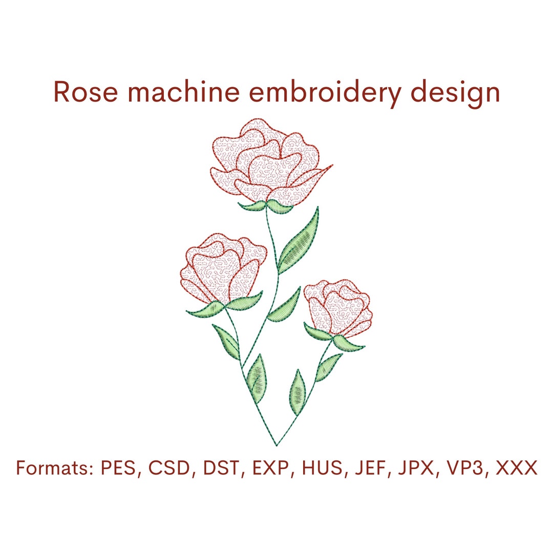 Rose Flower Embroidery Design: Floral Machine Pattern (instant Download ...