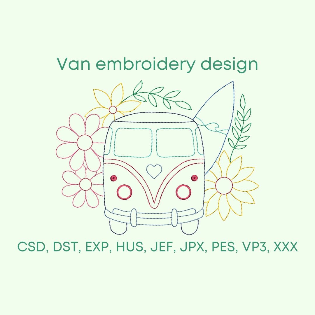 Van Embroidery Design, 8 Sizes, Instant Download - Etsy