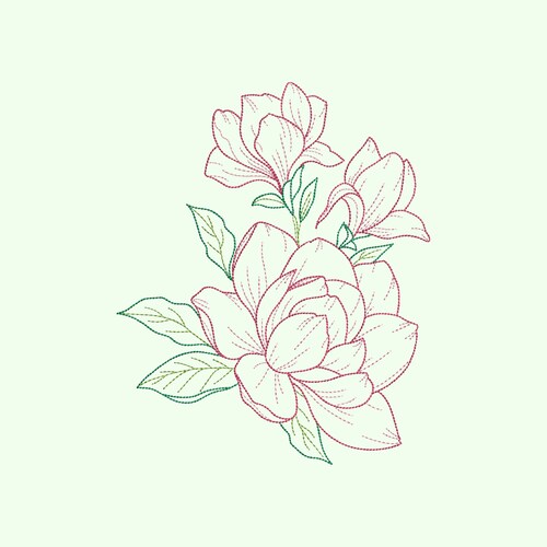 Magnolia Flower Machine Embroidery Design Magnolia Flower - Etsy