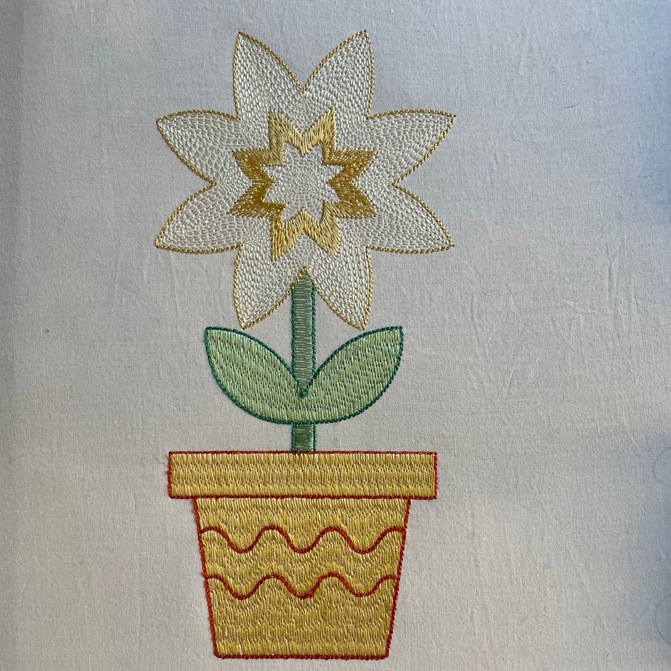 Flower Machine Embroidery Design Flower in a Pot Embroidery - Etsy