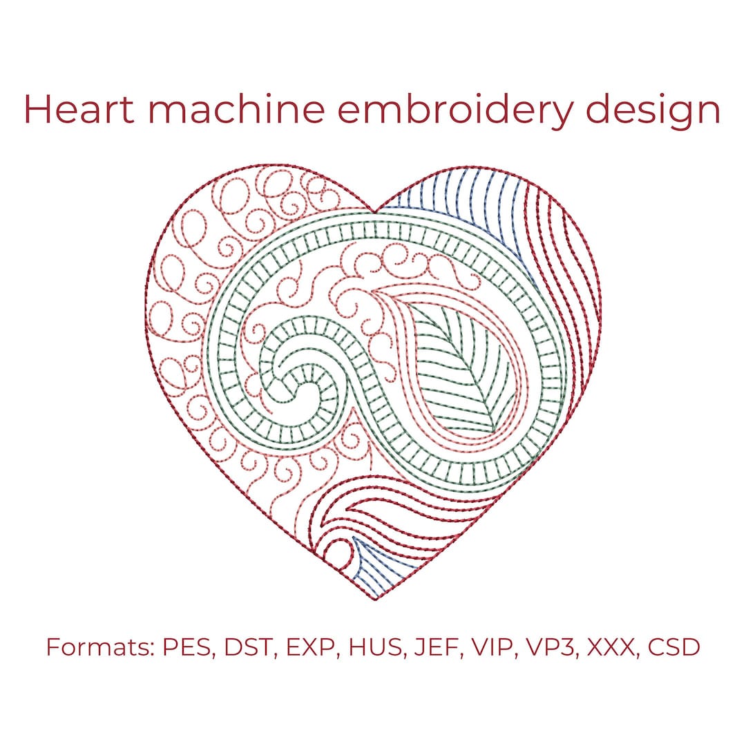 Heart Machine Embroidery Design, 4 Sizes, Instant Download - Etsy