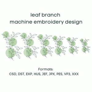 Leaf Branch Embroidery Design, 6 Sizes, Instant Download. Machine ...
