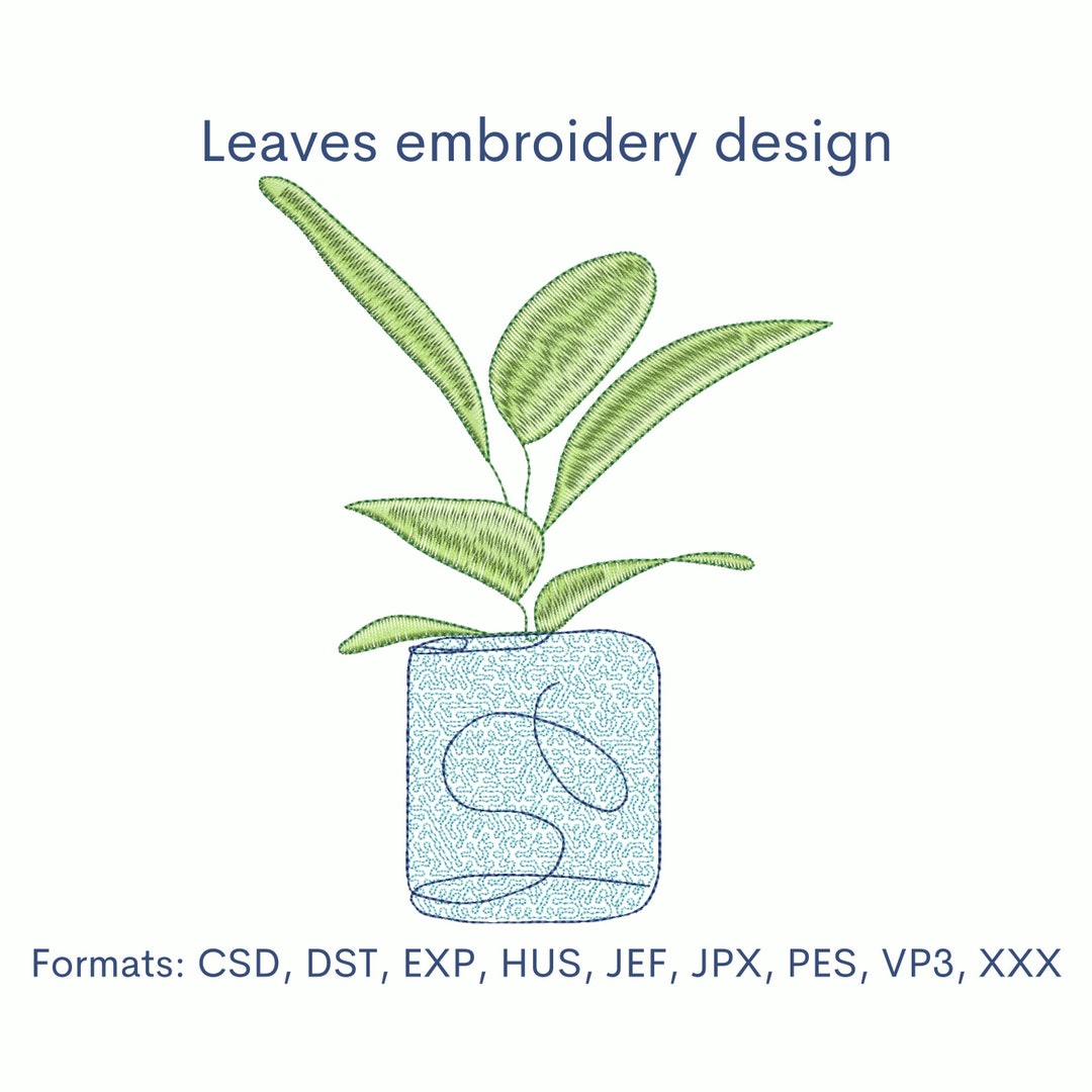 Leaves Embroidery Design, 5 Sizes, Instant Download - Etsy