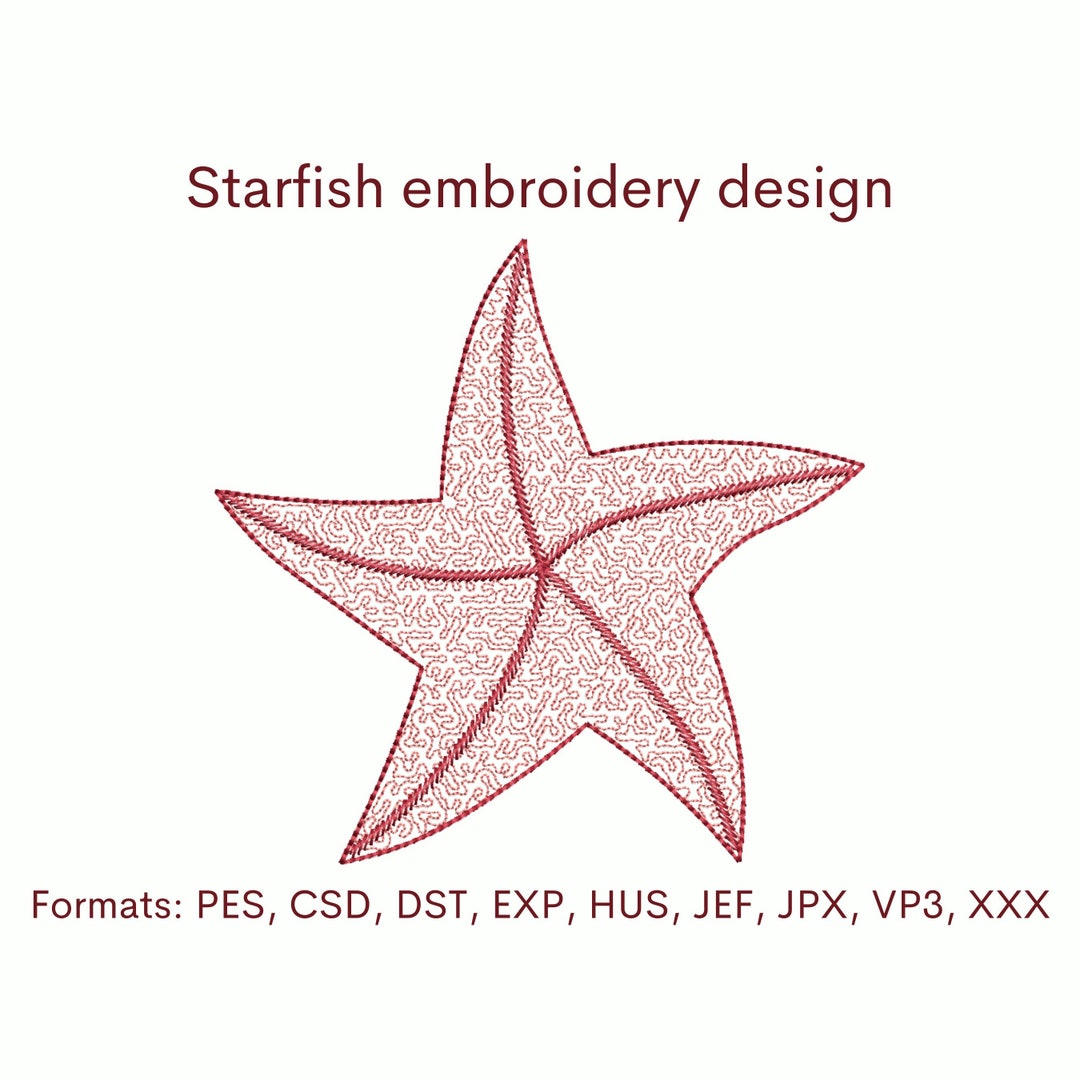 Starfish Embroidery Design, Sea Shell Design, 3 Sizes, Instant Download ...