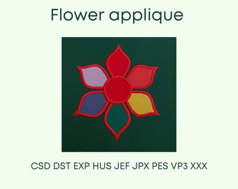 Spring Flower Applique Design 5 Sizes 10 Formats PES DST Digital ...