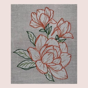 Magnolia Embroidery Design, 5 Sizes, Flower Machine Embroidery Designs ...