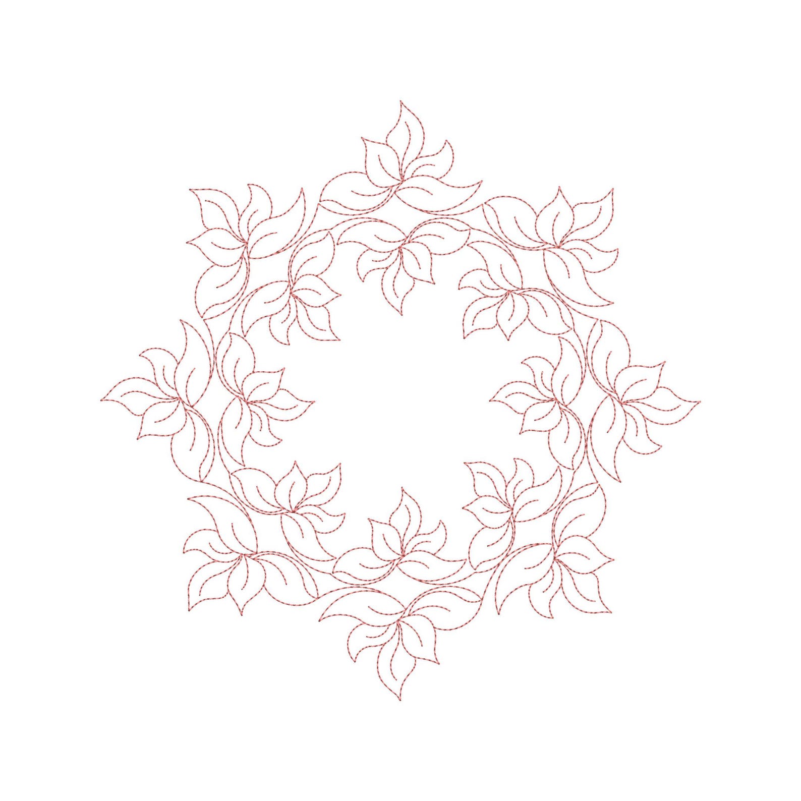 Floral Wreath Embroidery Design: Single Line Leaf Border (machine ...