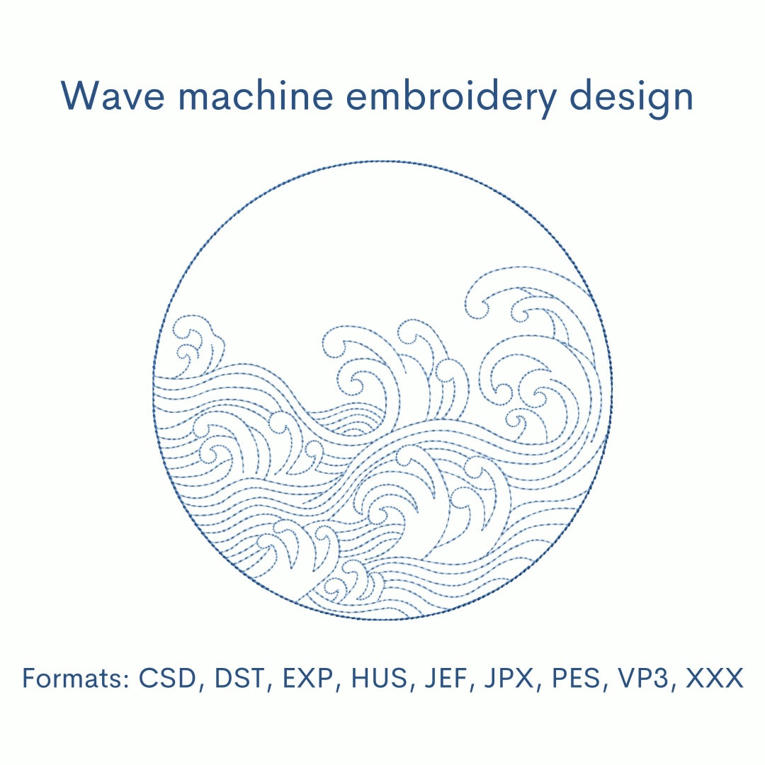 Wave Machine Embroidery Design, 4 Sizes, Instant Download - Etsy
