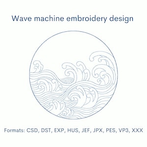 Wave Machine Embroidery Design, 4 Sizes, Instant Download - Etsy
