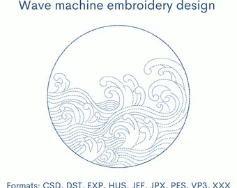 Wave Embroidery Design, Ocean Embroidery, Surf Embroidery File, Seaside ...