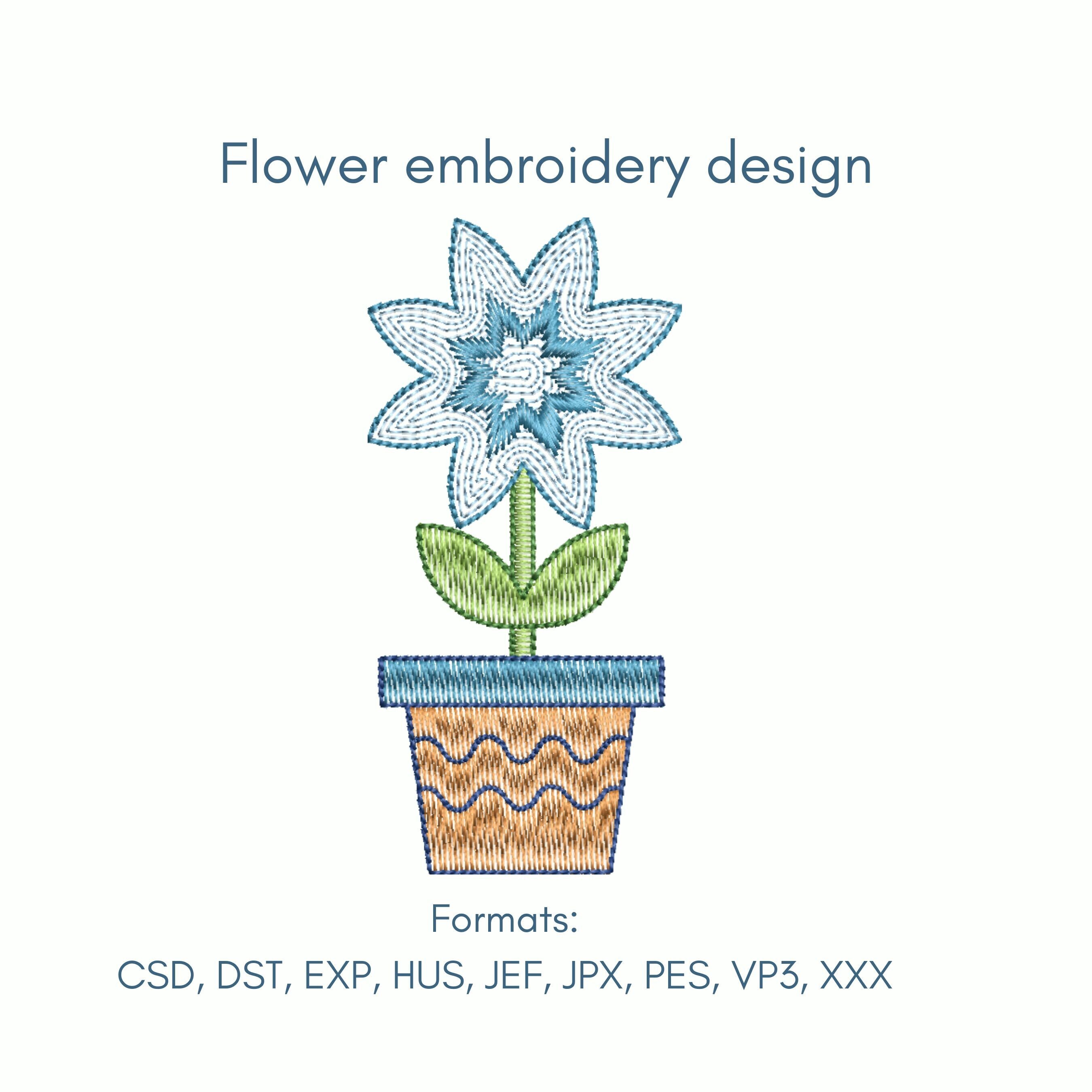 Flower Machine Embroidery Design Flower in a Pot Embroidery - Etsy