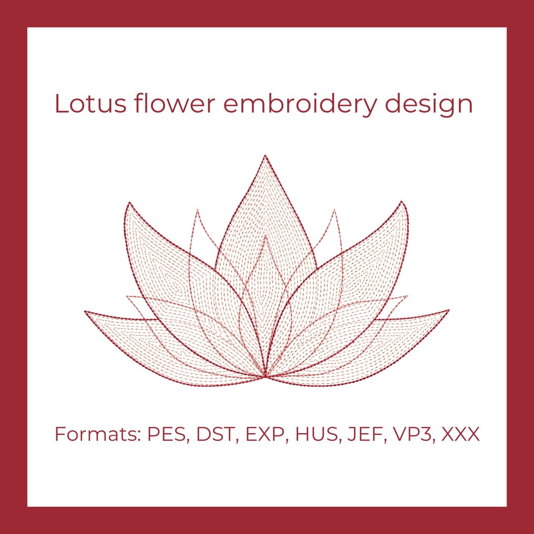 Lotus Embroidery Design, Flower Machine Embroidery File, 5 Sizes ...