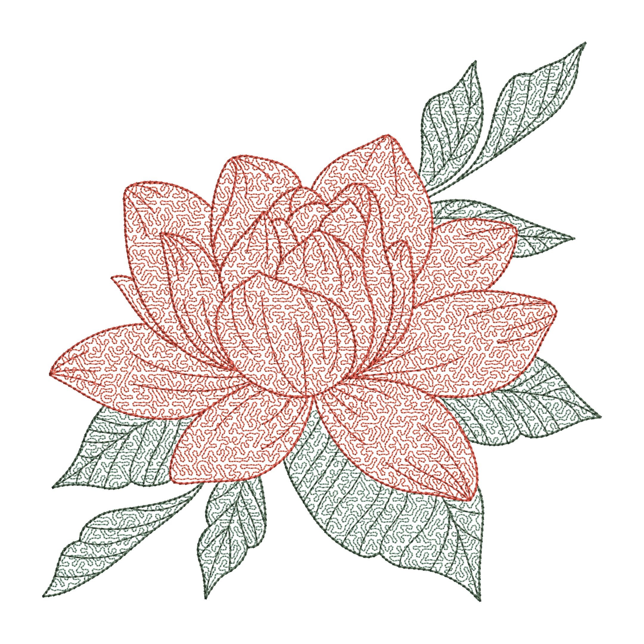 Magnolia Machine Embroidery Design, Flower Embroidey Designs, 5 Sizes ...