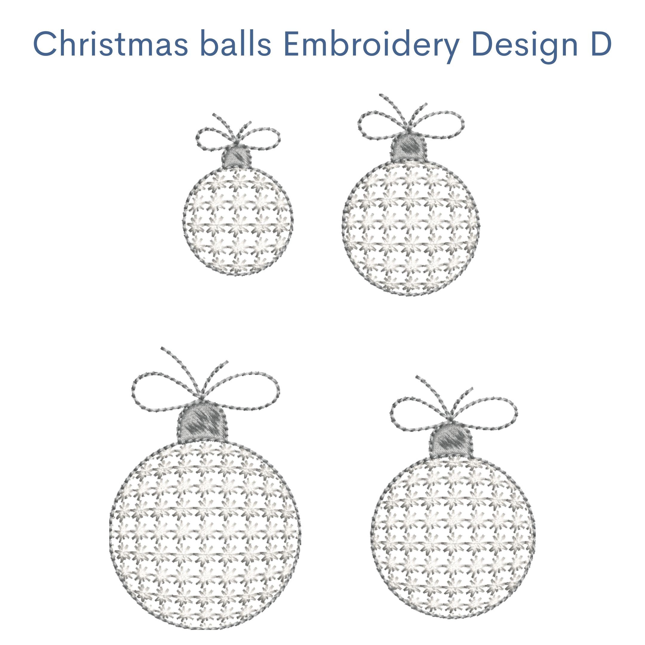Christmas Balls Embroidery Designs: 4 Sizes (machine Embroidery Files ...