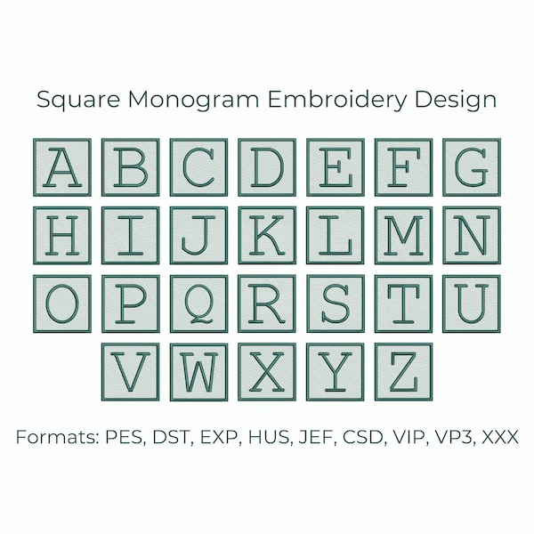 Square Monogram Embroidery Font - Etsy