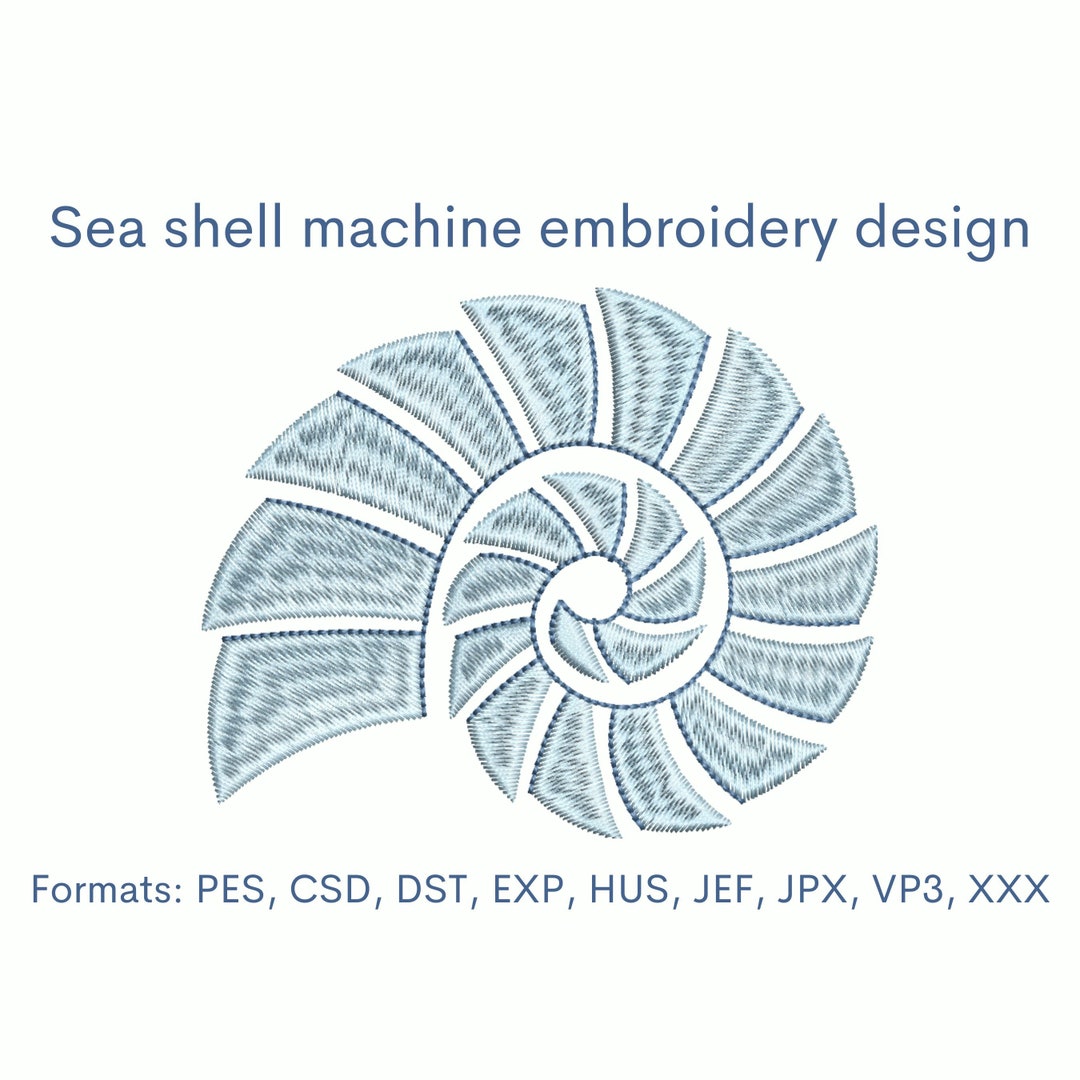 Sea Shell Embroidery Design, Conch Shell Machine Embroidery Designs, 3 ...