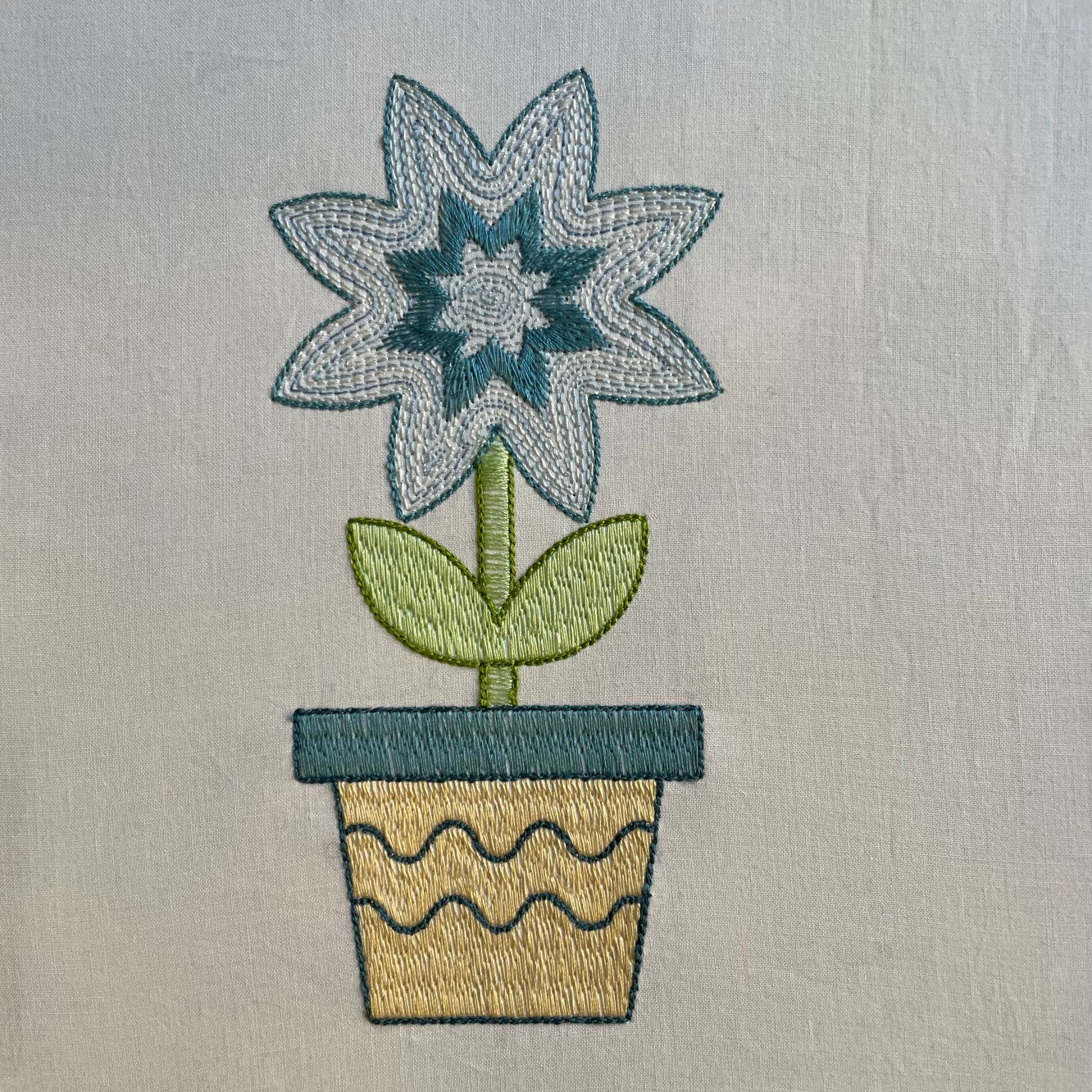 Flower Machine Embroidery Design Flower in a Pot Embroidery - Etsy