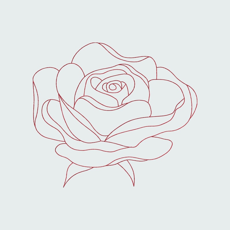 Rose Embroidery Design, One Line Embroidery Design, One Line Flower ...