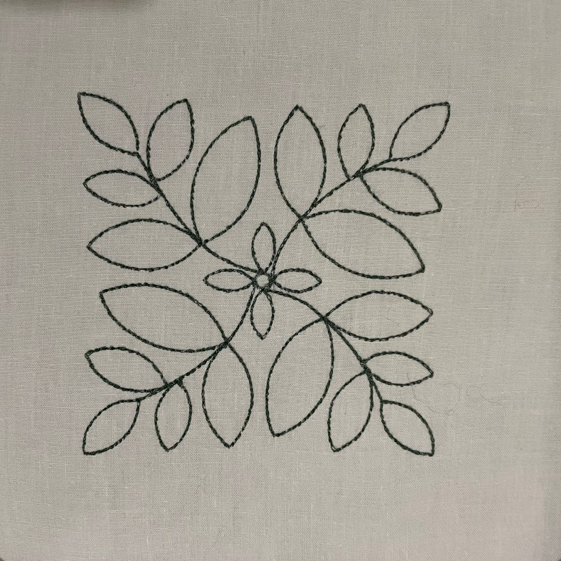 Square Block Machine Embroidery Design, 10 Sizes, Leaves Embroidery ...