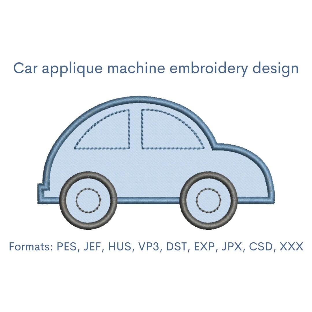 Car Applique Embroidery Design, Car Machine Embroidery Designs, 6 Sizes ...