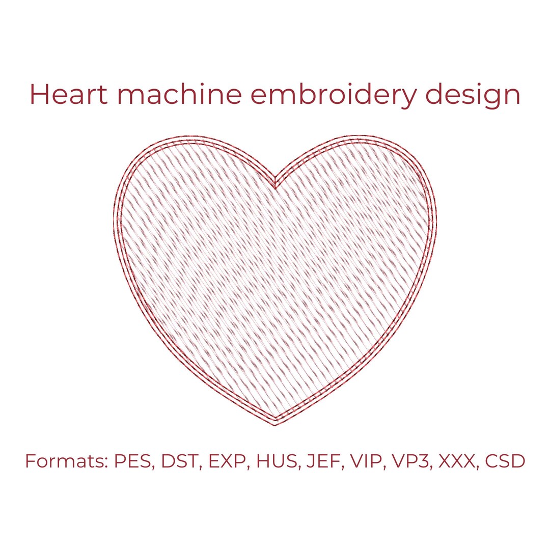 Heart Embroidery Design, 5 Sizes, Instant Download - Etsy