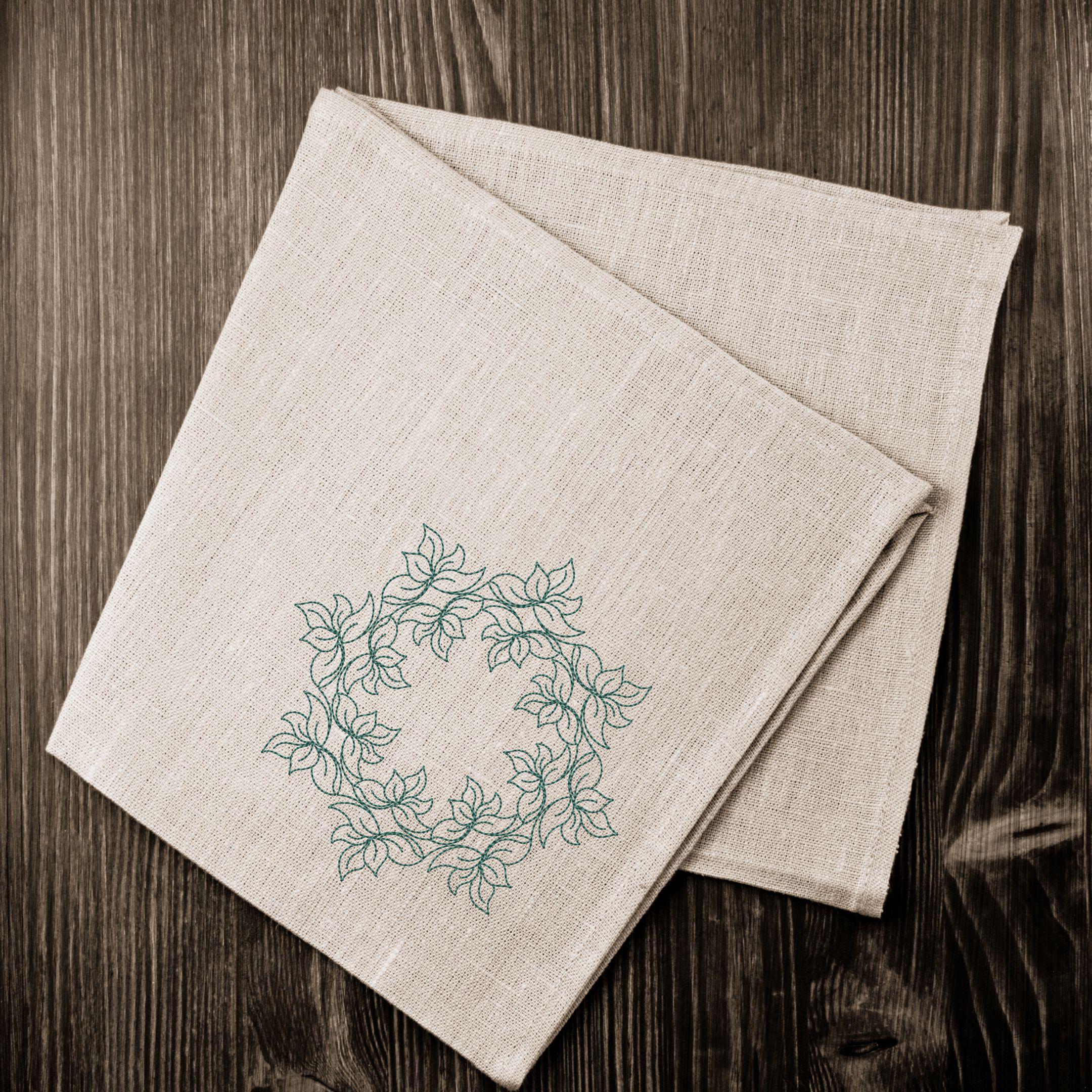 Floral Wreath Embroidery Design: Single Line Leaf Border (machine ...