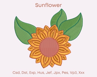 Sunflower Embroidery Machine Design, 3 Sizes, Instant Download - Etsy