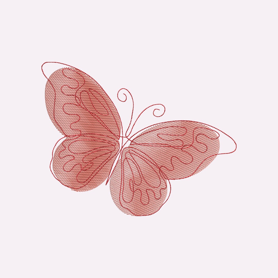 Butterfly Embroidery Design, One Line Embroidery File, 6 Sizes, Instant ...