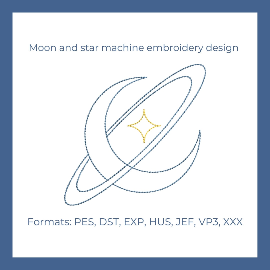 Moon and Star Machine Embroidery Design: 6 Sizes (digital Download) - Etsy