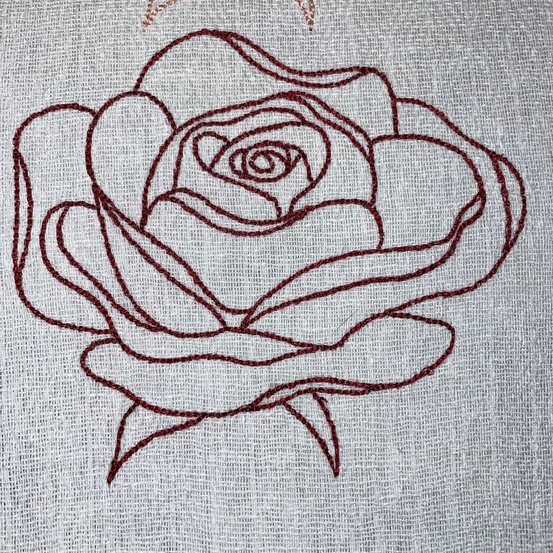 Rose Embroidery Design One Line Embroidery Design One Line - Etsy
