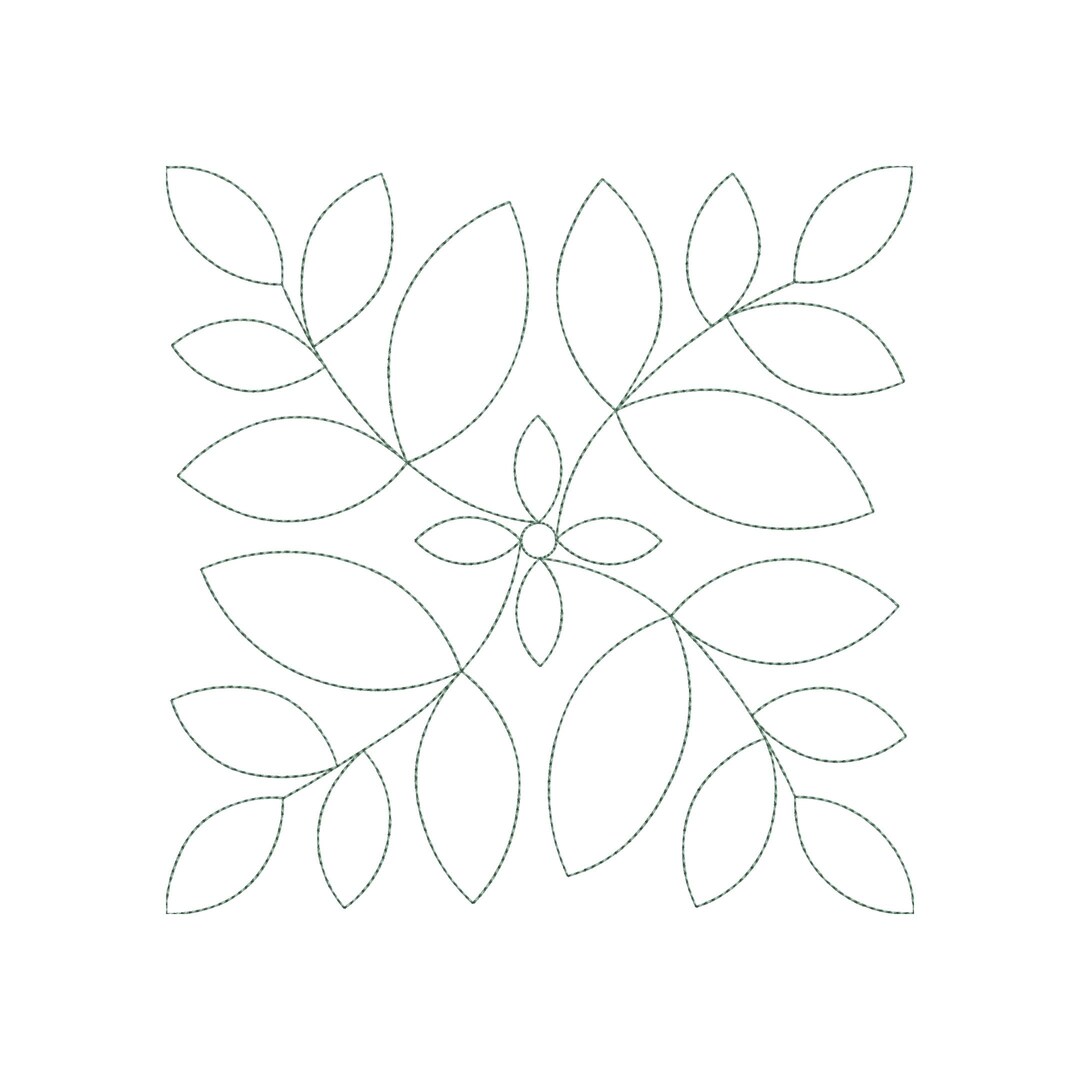 Square Block Machine Embroidery Design, 10 Sizes, Leaves Embroidery ...