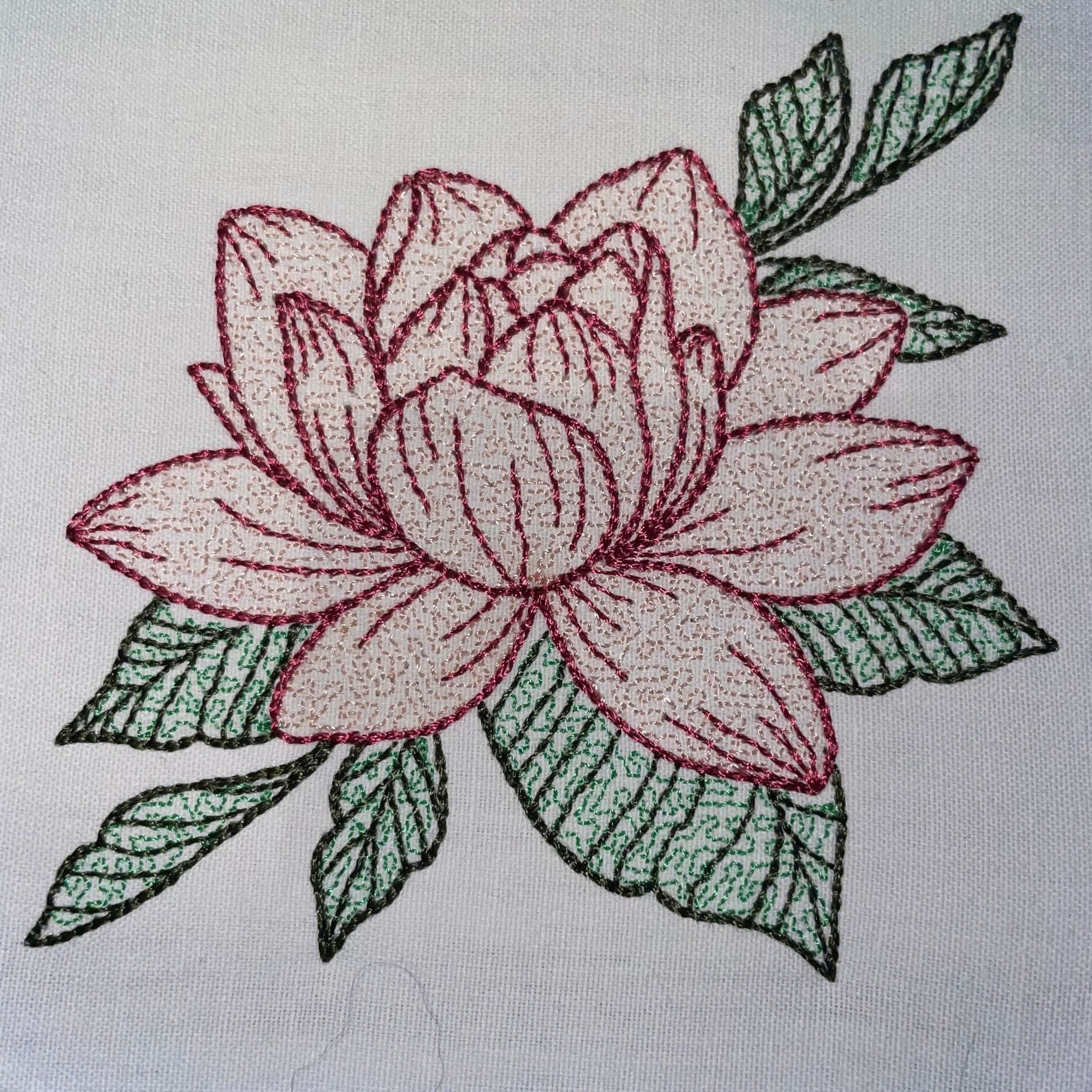 Magnolia Machine Embroidery Design, Flower Embroidey Designs, 5 Sizes ...