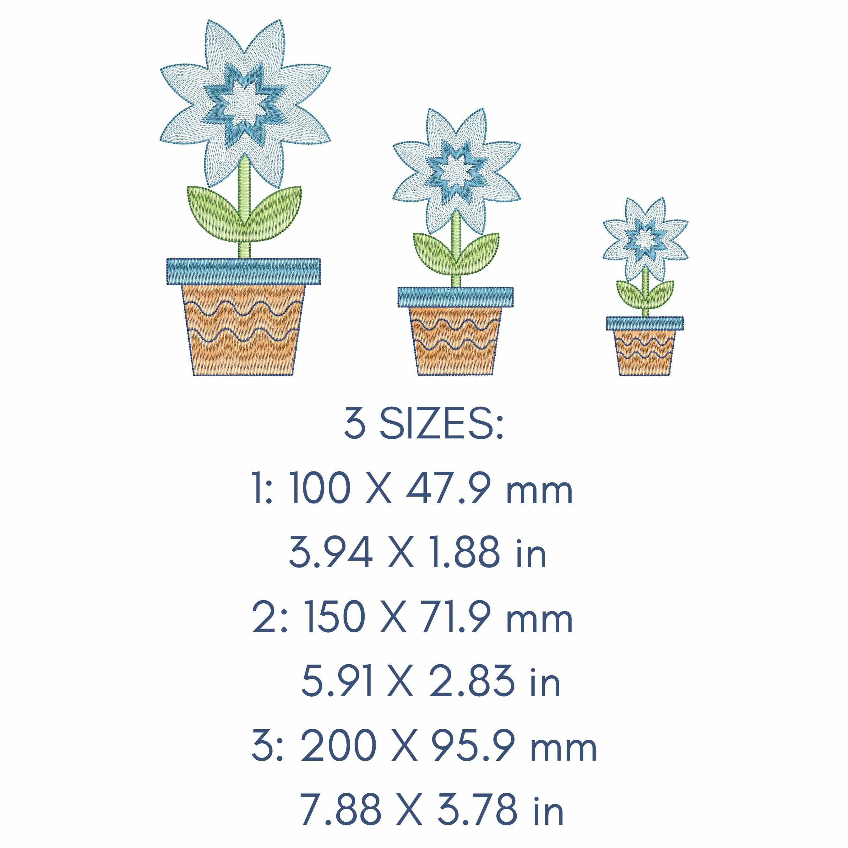 Flower Machine Embroidery Design Flower in a Pot Embroidery - Etsy