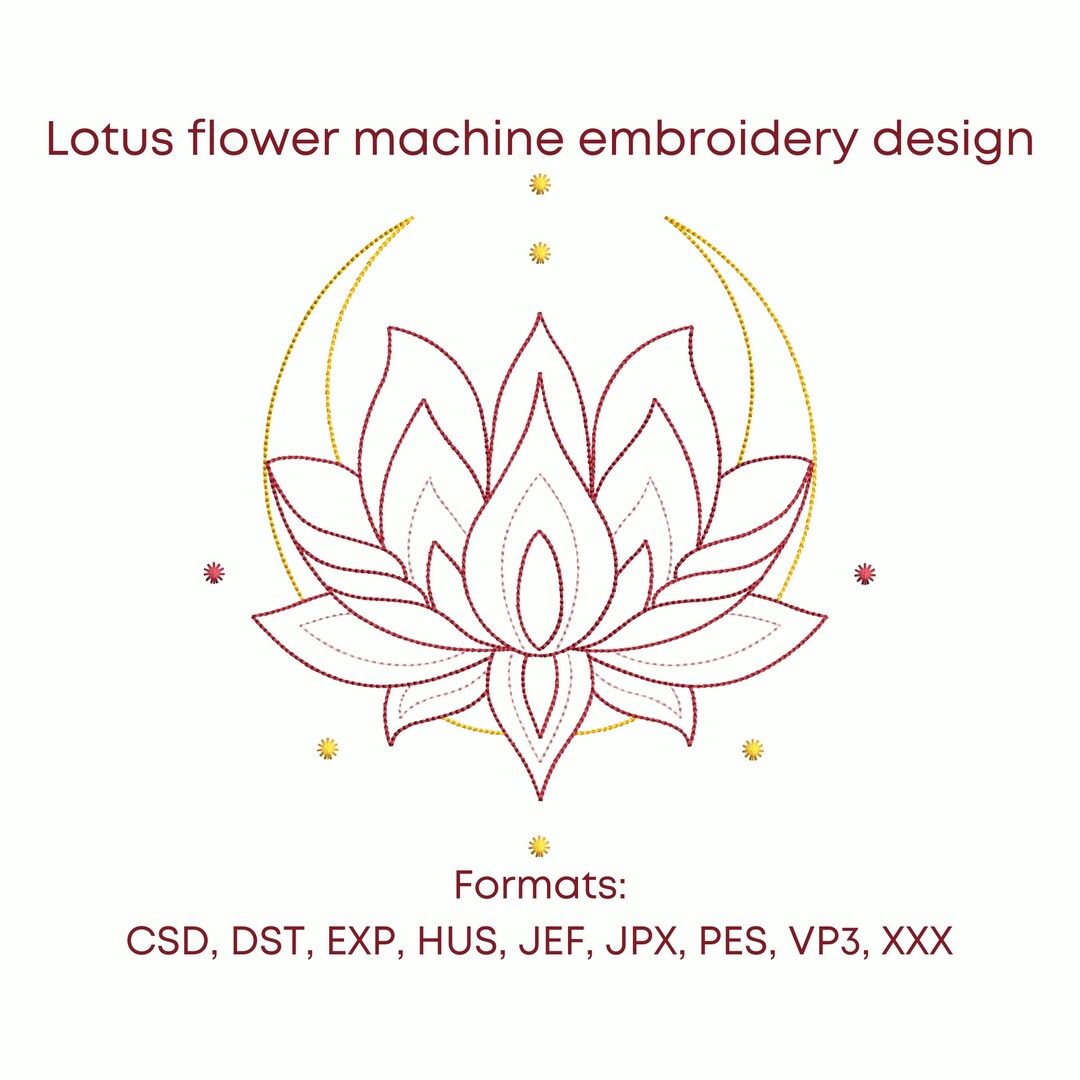 Lotus Flower Embroidery Design, 5 Sizes, Instant Download. - Etsy