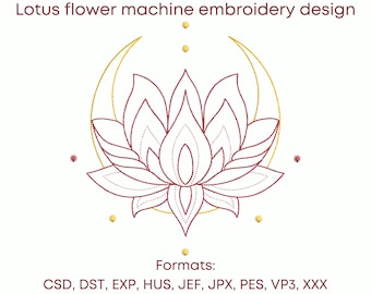 Lotus Flower Embroidery Design in 10 Sizes Instant Download - Etsy UK