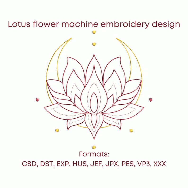 Lotus Flower Embroidery Design 5 Sizes Instant Download. - Etsy