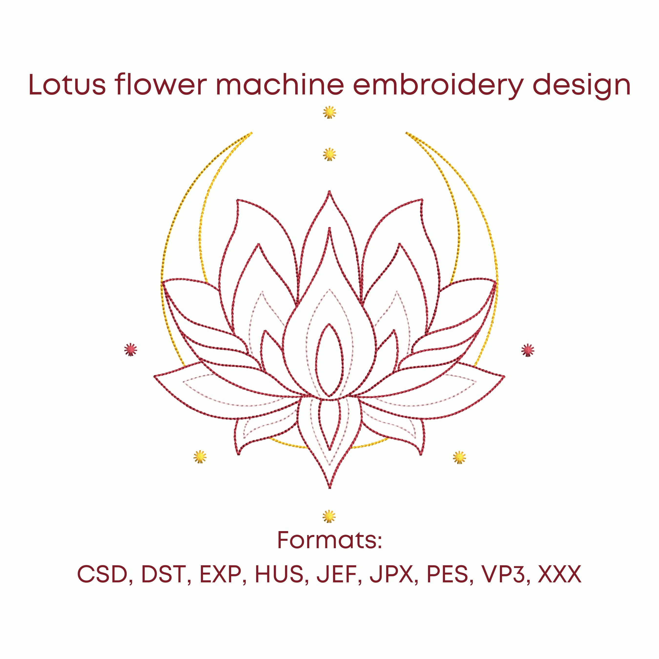Lotus Flower Embroidery Design 5 Sizes Instant Download. - Etsy