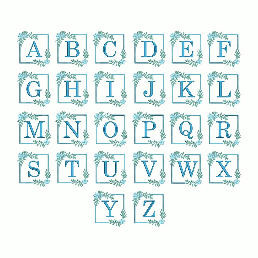 Flower Monogram Embroidery Font, Alphabet, 2 Sizes, Instant Download - Etsy