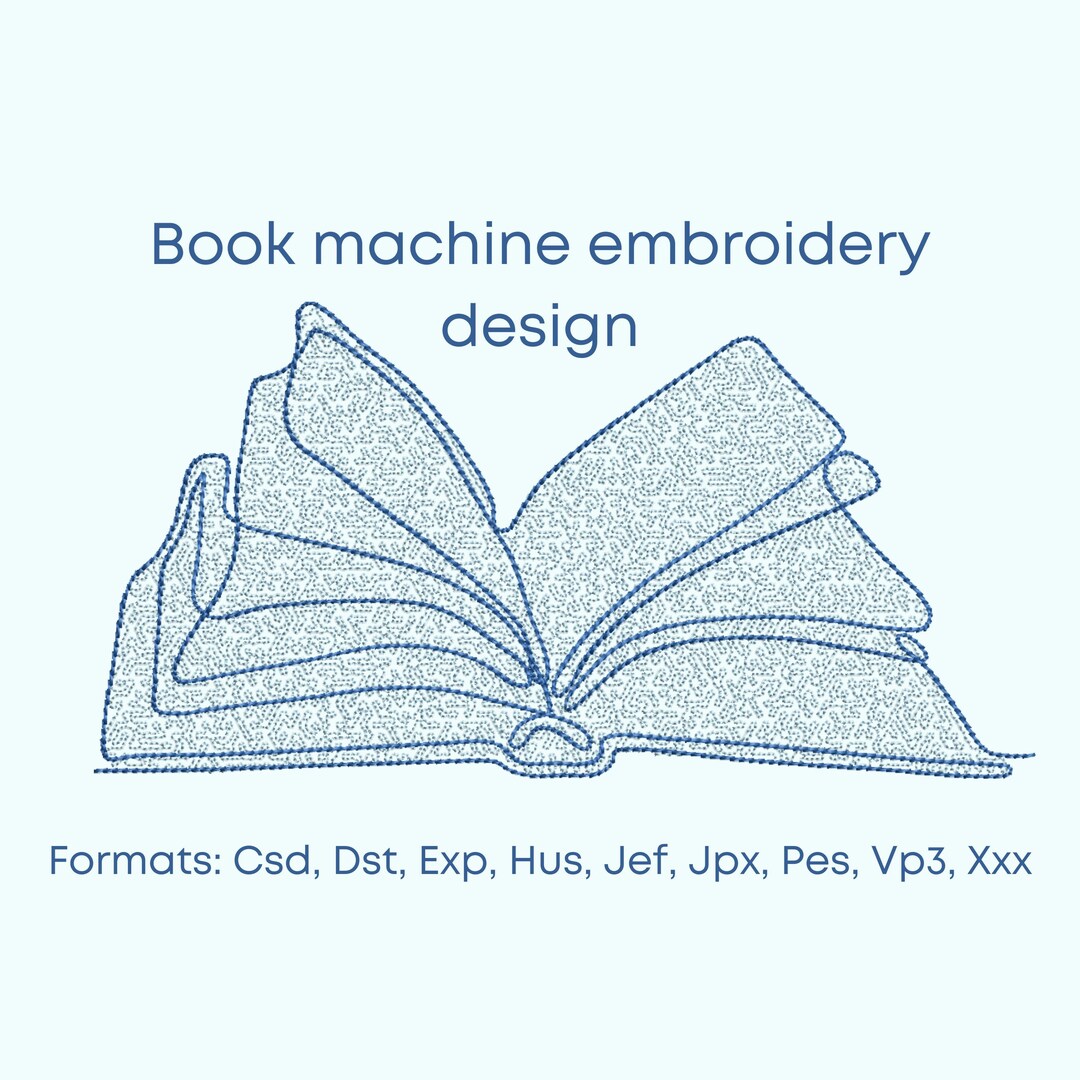 Book Embroidery Design | 4 Sizes | Instant Download | Machine ...