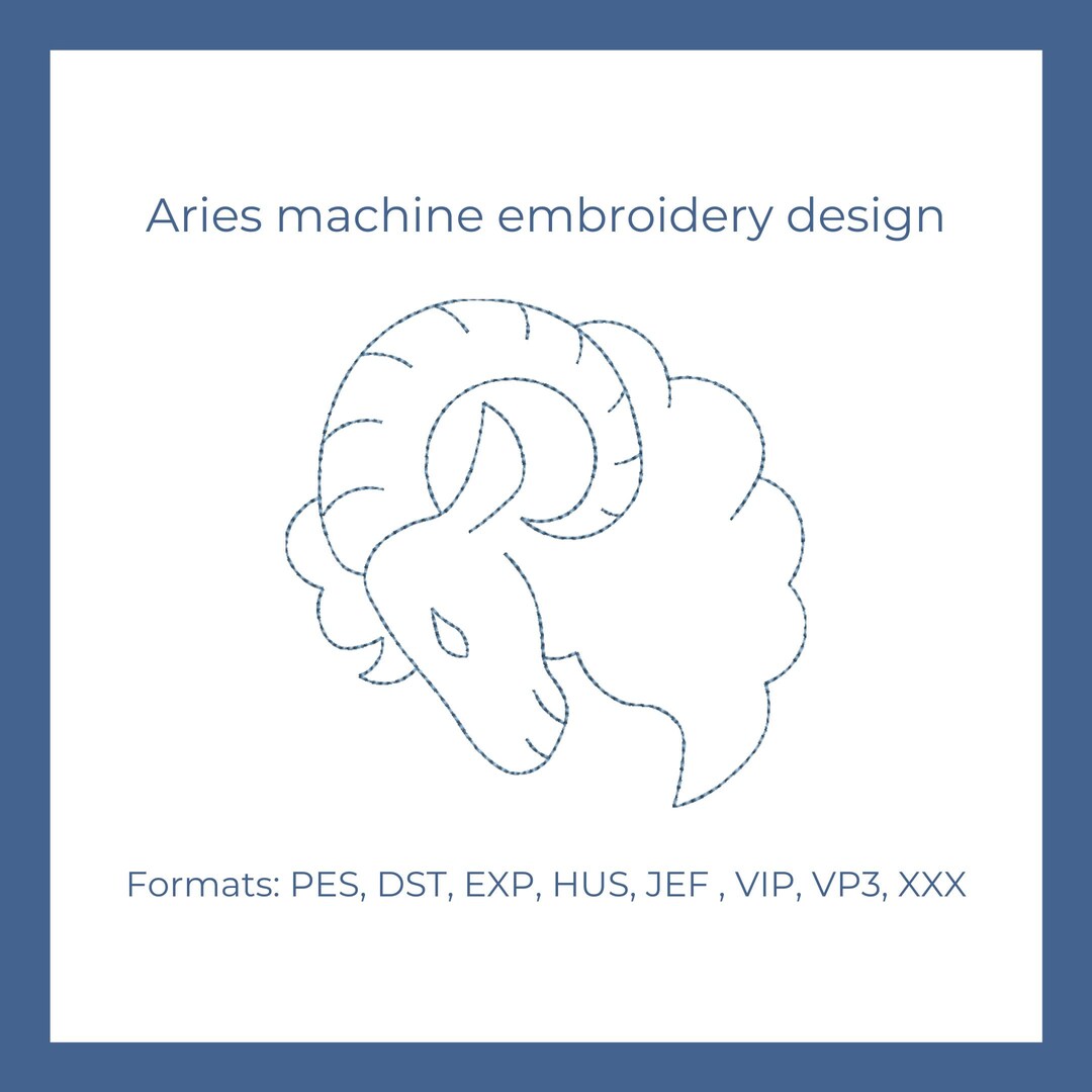 Aries Embroidery Design | Zodiac Sign Embroidery | 3 Sizes | Instant ...
