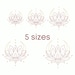 Lotus Flower Embroidery Design 5 Sizes Instant Download. - Etsy