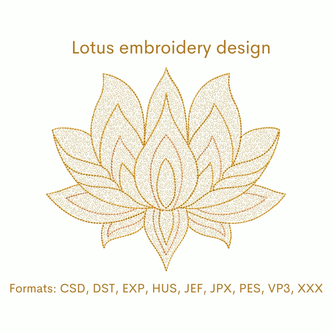 Lotus Embroidery Design, 5 Sizes, Instant Download - Etsy