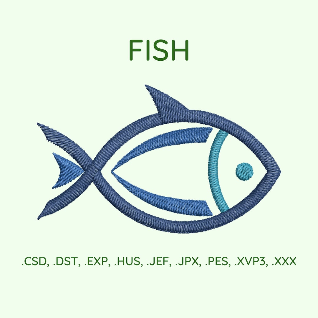 Fish Embroidery Design, 7 Sizes, Instant Download - Etsy