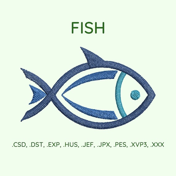 Fish Embroidery Design 7 Sizes Instant Download | Etsy