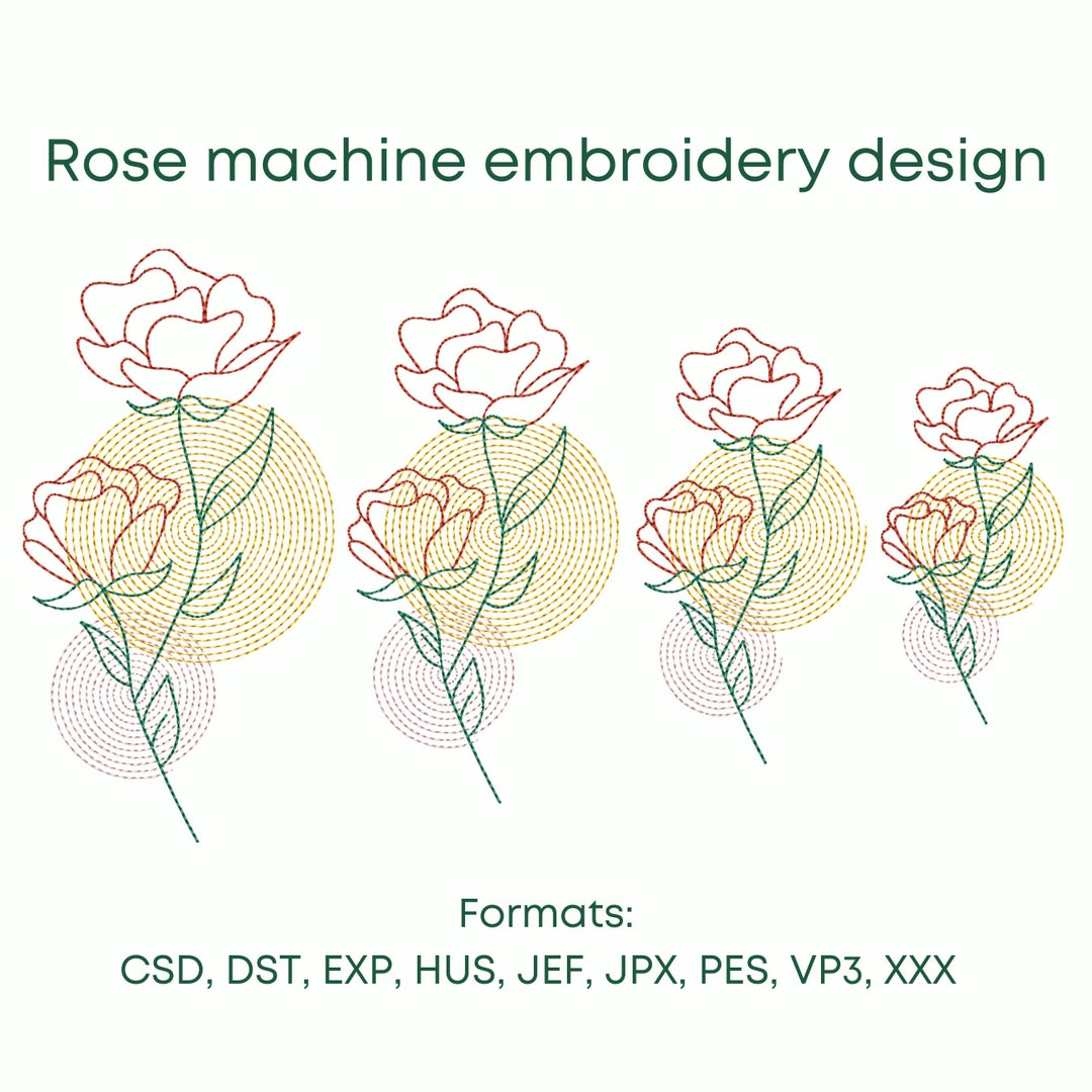 Rose Machine Embroidery Design. 4 Sizes. Instant Download. - Etsy